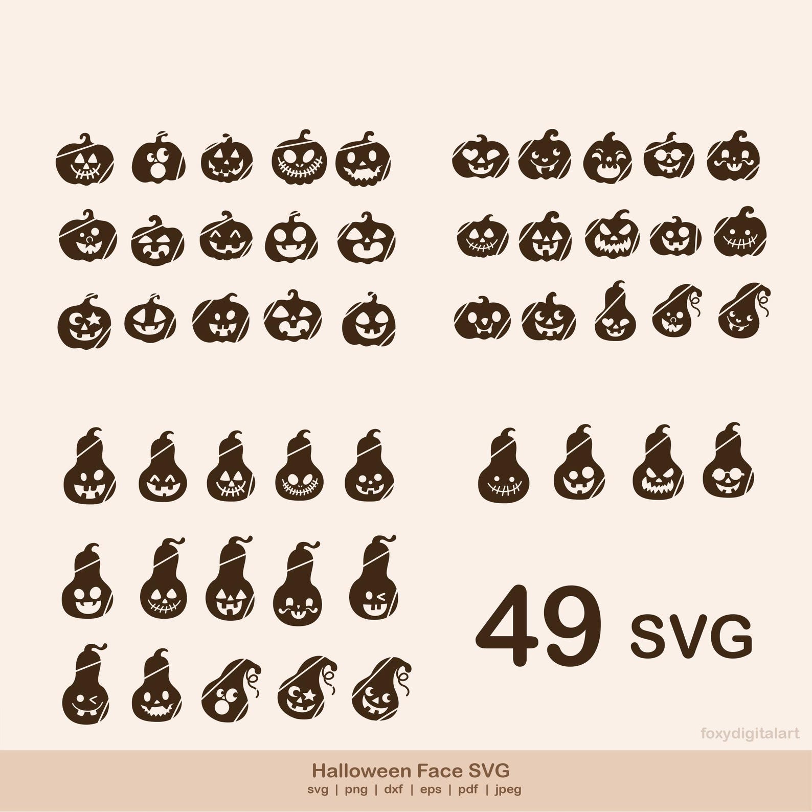 Halloween Face SVG Bundle, Pumpkin Face SVG, Halloween Monster Teeth ...