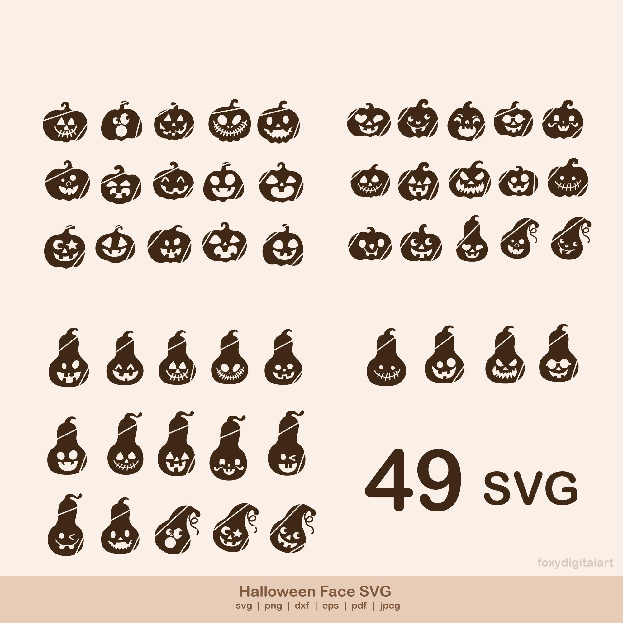 Halloween Face SVG Bundle, Pumpkin Face SVG, Halloween Monster Teeth ...