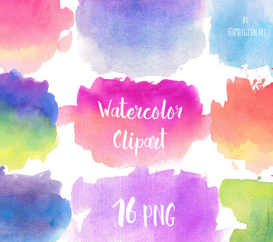 Watercolor Clip Art, Watercolor Splotches, PNG Watercolor Shapes ...