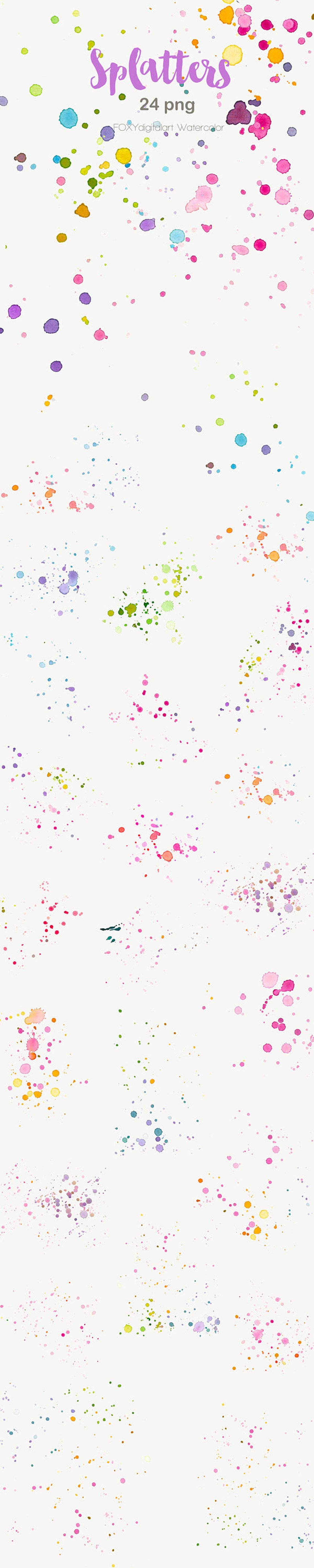 Watercolor Splatter Clipart, Paint Splatter Clipart, Watercolor ...