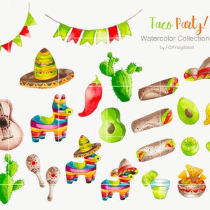 Taco Clipart, Mexican Food Clipart, Watercolor Cinco De Mayo Clipart ...