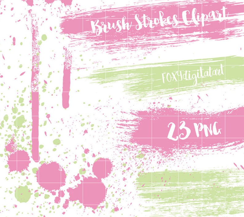 Watercolor Brush Strokes Clip Art, Watercolor Clip Art, PNG, Instant ...