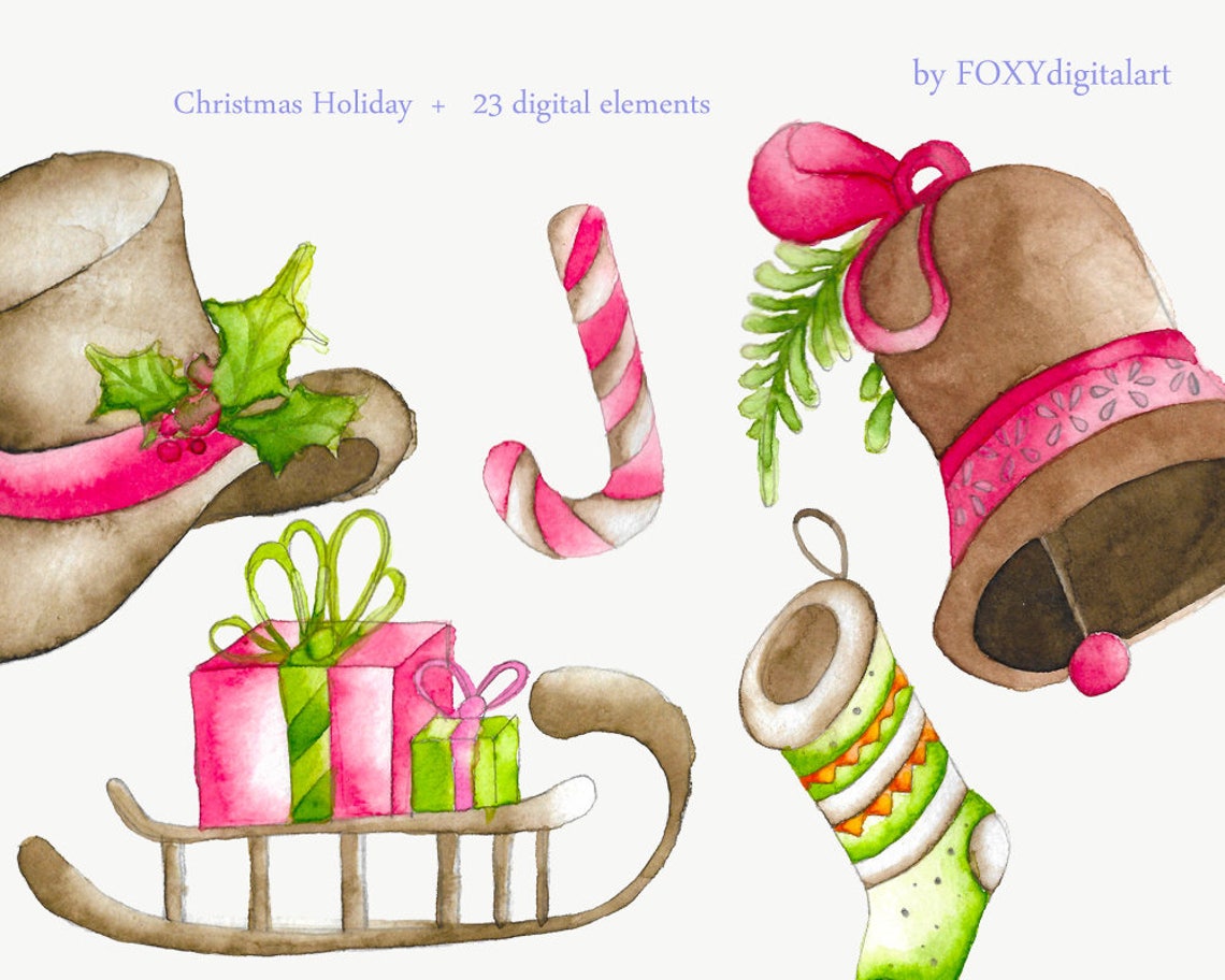 Christmas Clip Art Watercolor Ornament, Watercolor Christmas Ornament ...