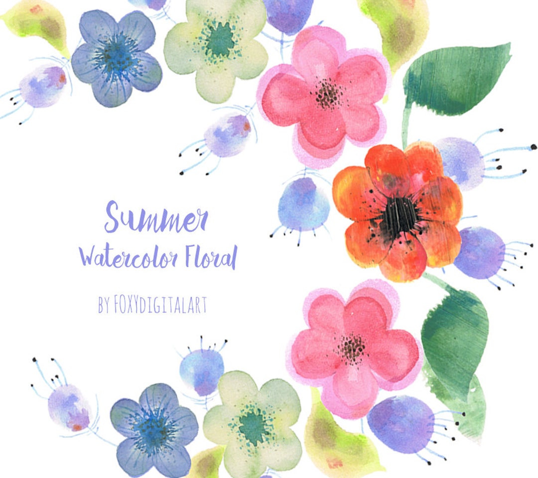 Watercolor Flower Clipart, Hand Painted Watercolor Flower, Flower ...