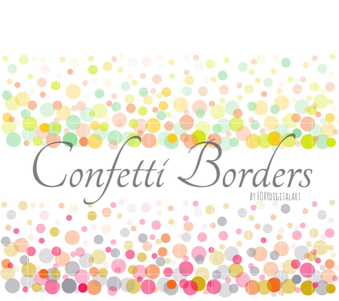 Confetti Clipart, Confetti Borders, Digital Confetti, Confetti Overlay ...