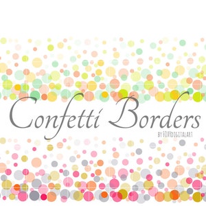 Confetti Clipart, Confetti Borders, Digital Confetti, Confetti Overlay ...