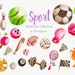 Watercolor Sports Clipart, Footballs, Golf, Baseballs, Sports Clipart ...