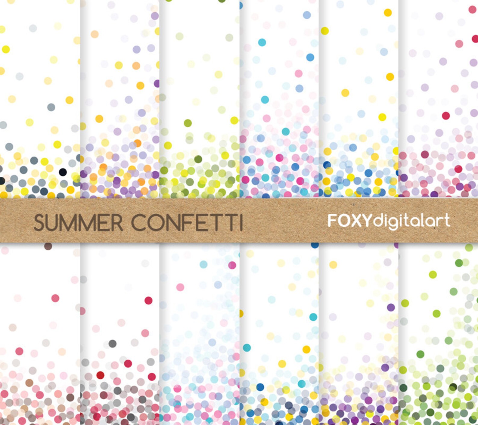 Confetti Digital Paper Set, “throw Some Confetti” Colorful Digital ...