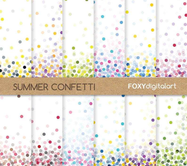 Confetti Digital Paper Set, “throw Some Confetti” Colorful Digital ...