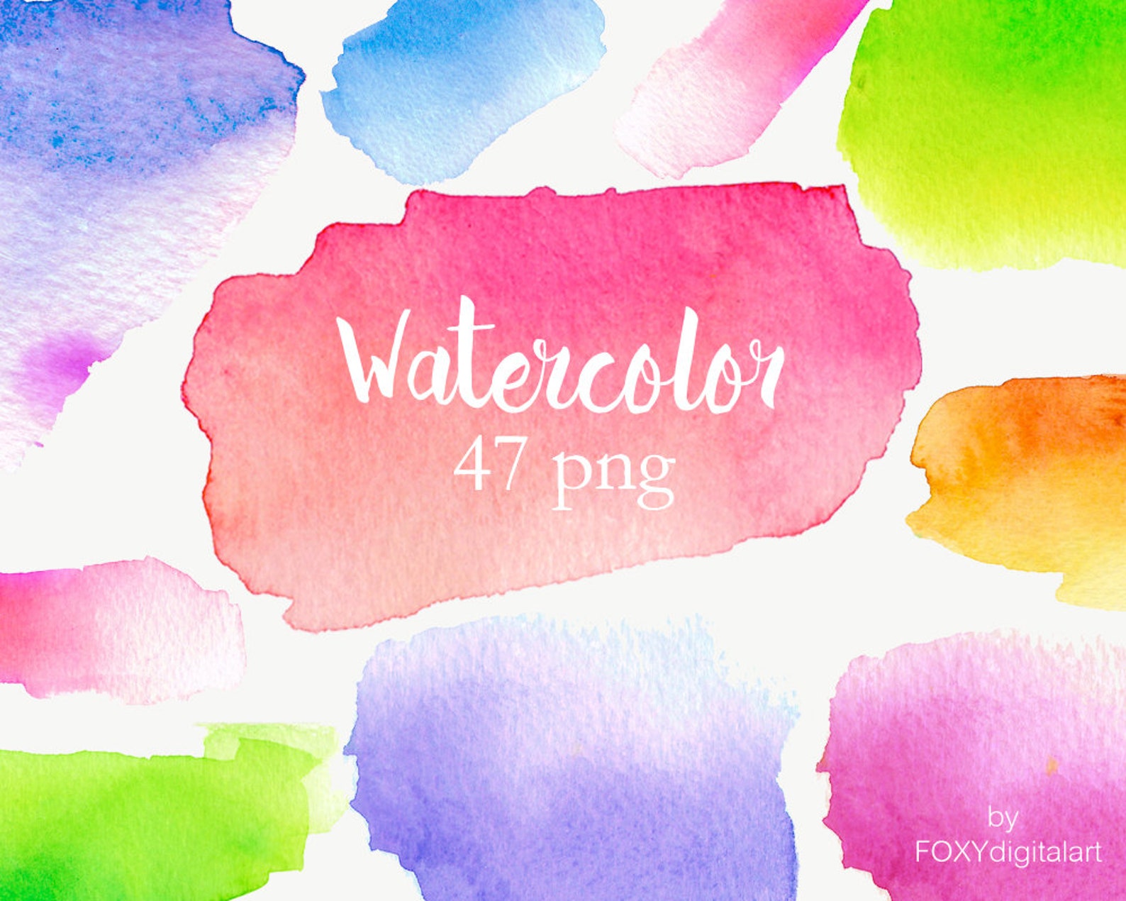 Watercolor Splotches Clipart, Hand Painted Watercolor Splashes, Splodge ...