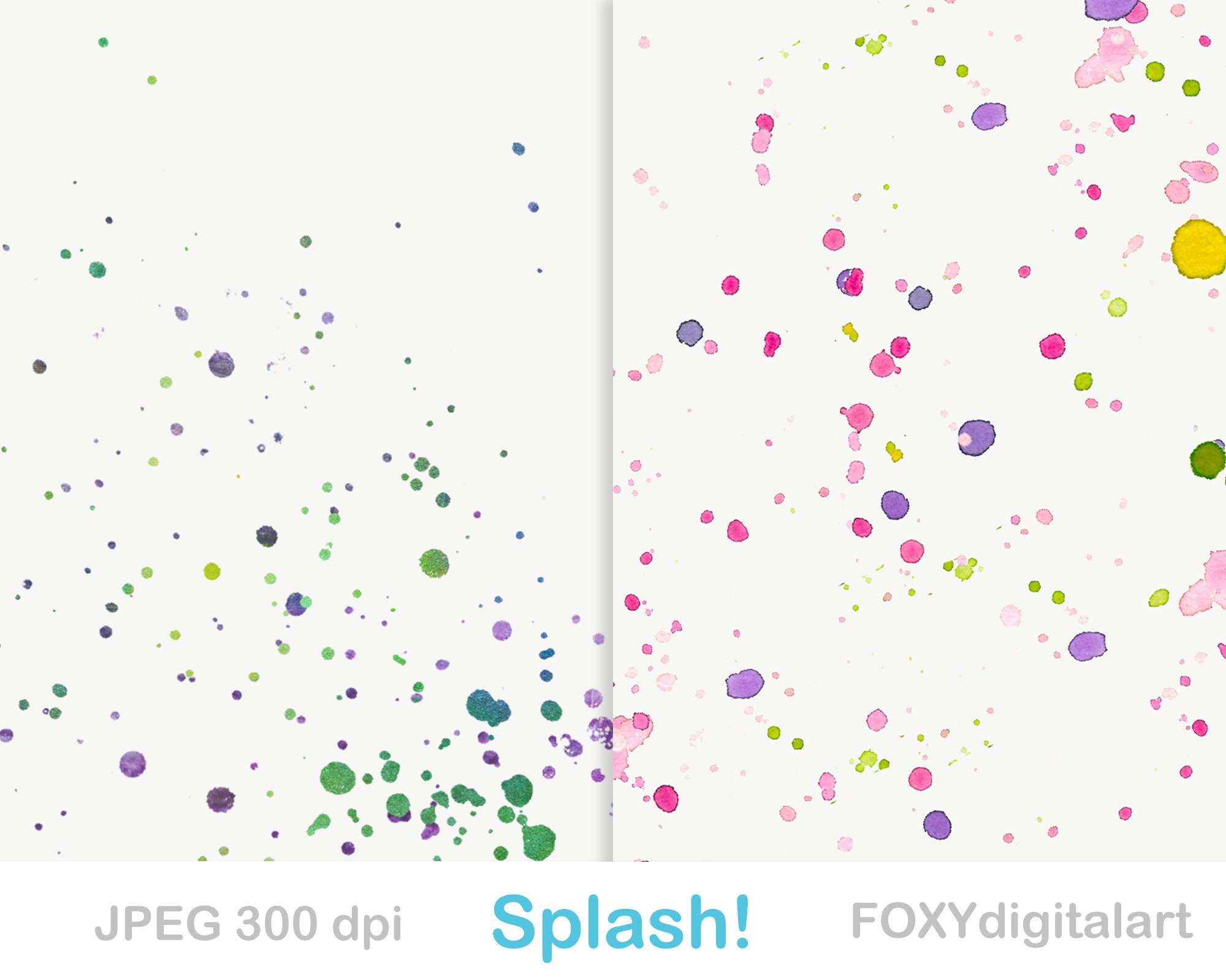 Watercolor Paint Splatter Digital Paper, Paint Dripping Splash ...
