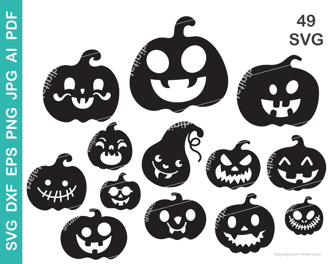 Halloween Face SVG Bundle, Pumpkin Face SVG, Halloween Monster Teeth ...