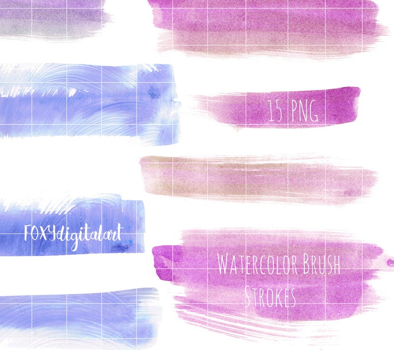 Watercolor Brush Strokes Digital Clipart, Handpainted Watercolor ...