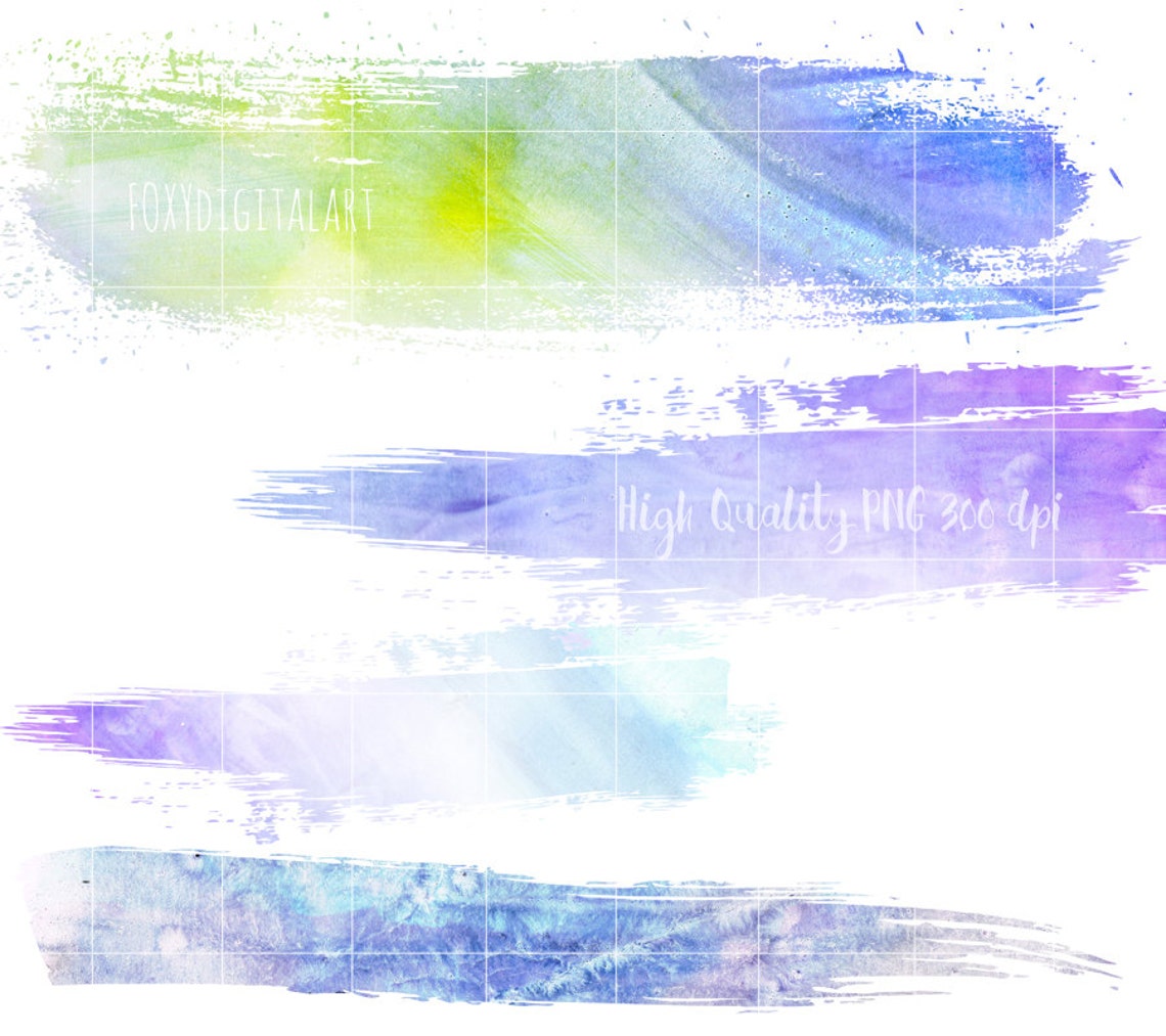 Watercolor Brush Strokes Clipart, Hand Painted Watercolor Clip Art ...