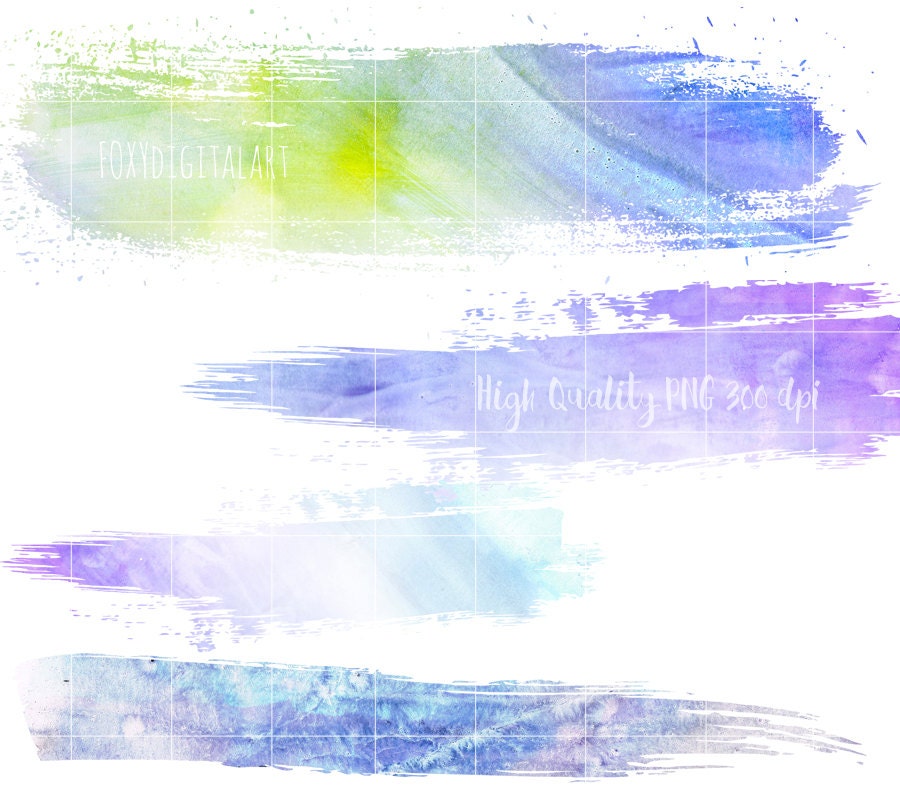 Watercolor Brush Strokes Clipart, Hand Painted Watercolor Clip Art ...