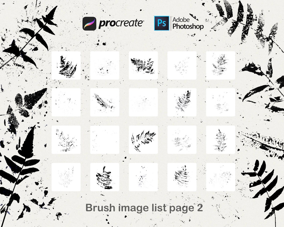 Fern Leaves Procreate Brush Stamps, Photoshop Fern Brushes, Fern Leaf ...