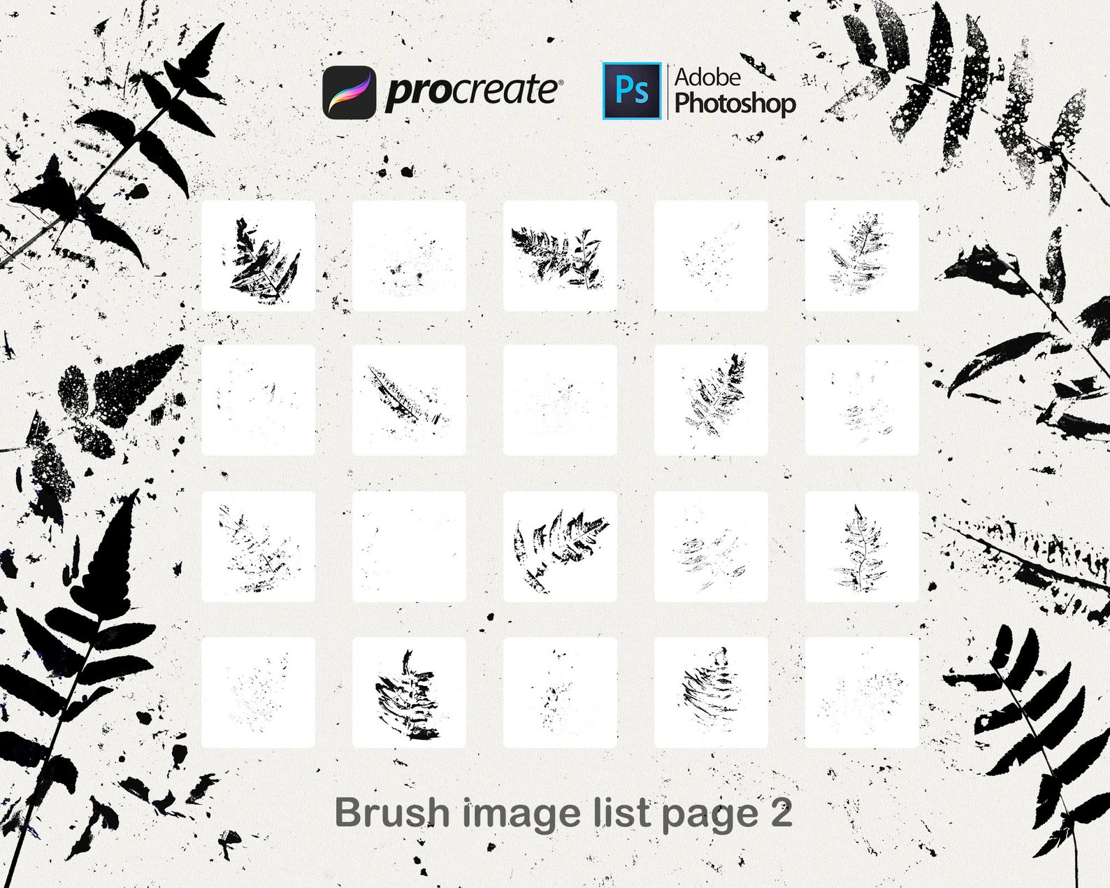 Fern Leaves Procreate Brush Stamps, Photoshop Fern Brushes, Fern Leaf ...