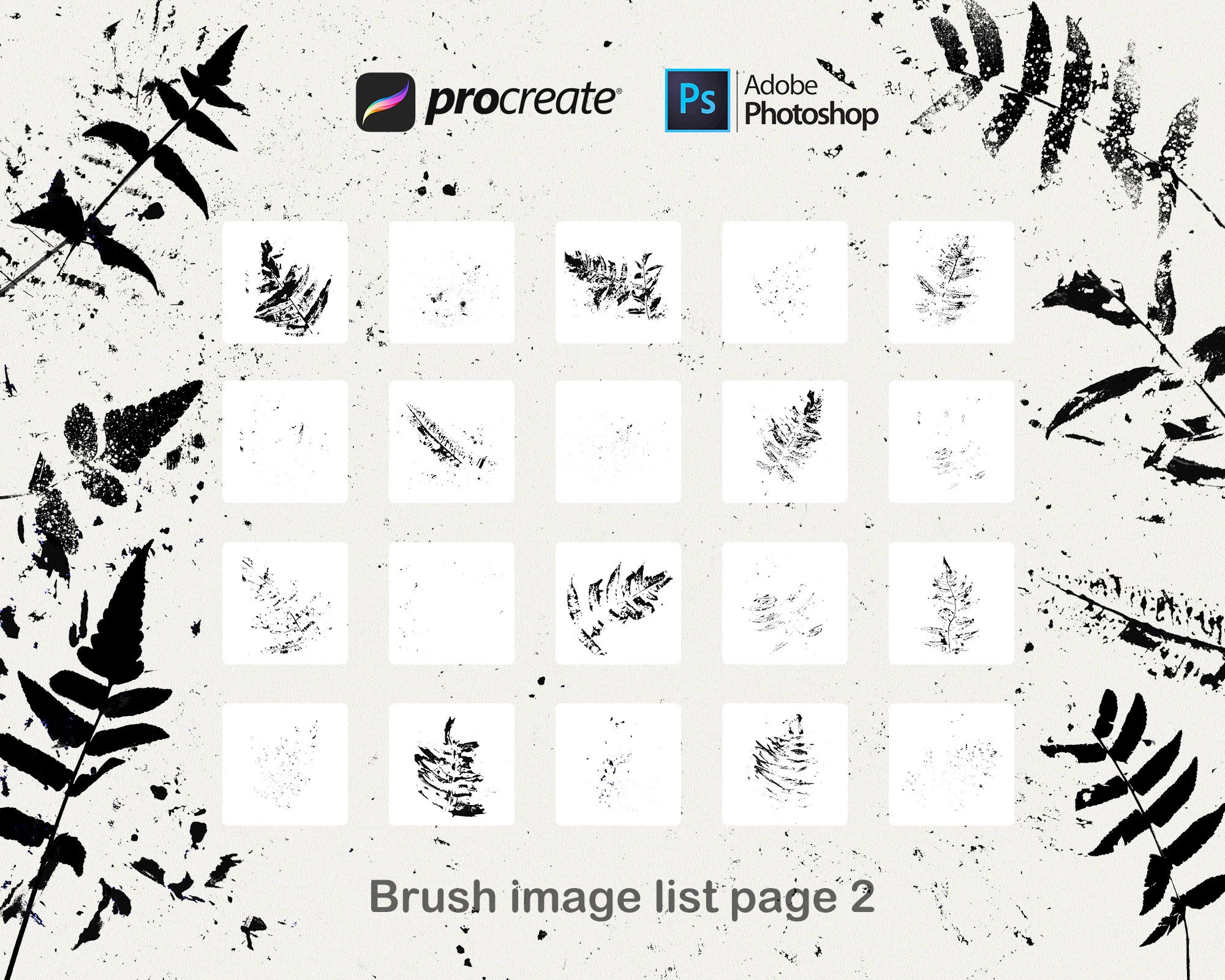 Fern Leaves Procreate Brush Stamps, Photoshop Fern Brushes, Fern Leaf ...