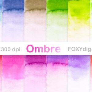 Watercolour Ombre Digital Papers, Ombre Watercolor Backgrounds ...