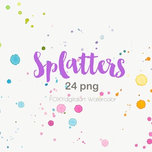 Watercolor Splatter Clipart, Paint Splatter Clipart, Watercolor ...