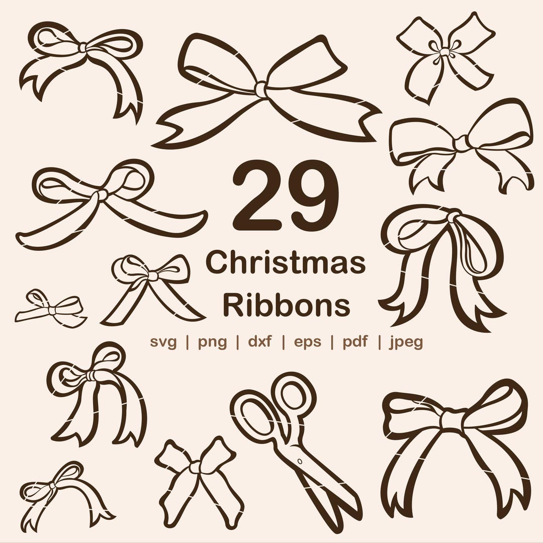 Ribbon Svg, Bow Svg, Ribbon Coquette Bow Svg Bundle, Hand Drawn Ribbon ...