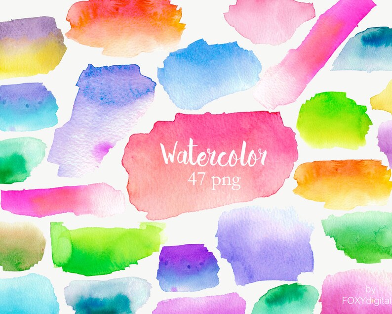 Watercolor Splotches Clipart, Hand Painted Watercolor Splashes, Splodge ...