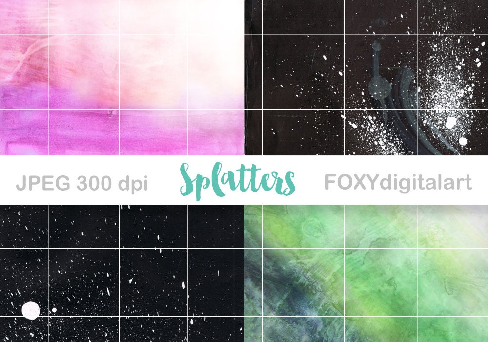 Watercolor Splatter Digital Paper, Paint Splotches, Scrapbook Paper ...