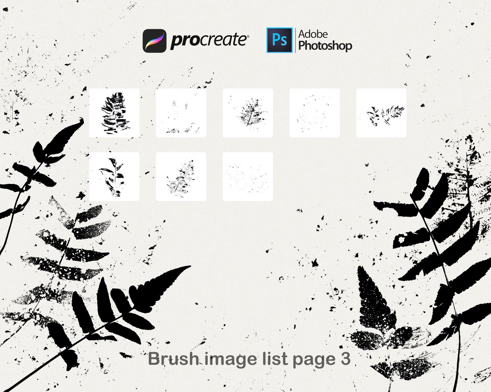Fern Leaves Procreate Brush Stamps, Photoshop Fern Brushes, Fern Leaf ...