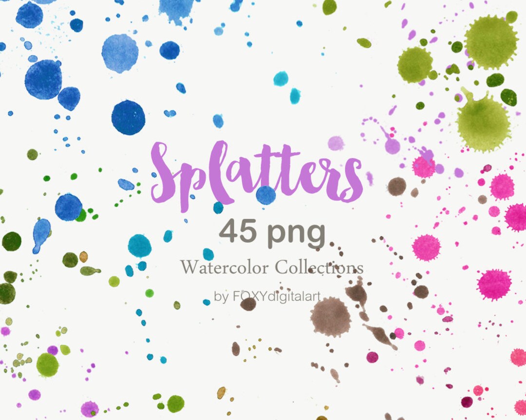 Watercolor Splatters Clipart, Watercolor Splashes, Paint Splashes ...