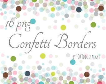 Confetti Clipart, Confetti Borders, Digital Confetti, Confetti Overlay ...
