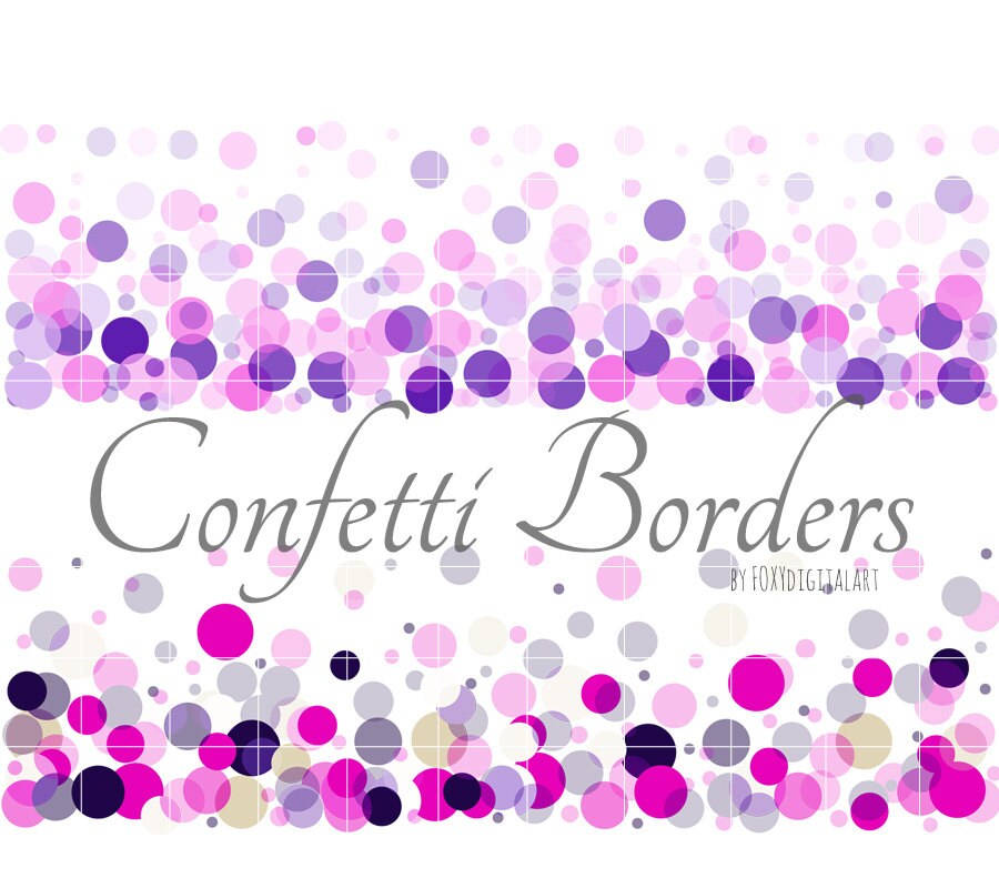 Confetti Clipart, Confetti Borders, Digital Confetti, Confetti Overlay ...