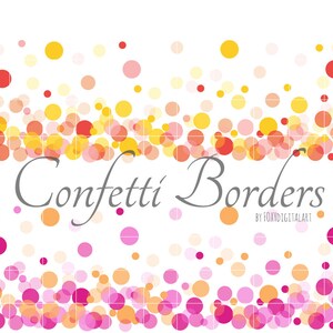 Confetti Borders, Confetti Clipart, Confetti Overlay, Digital ...