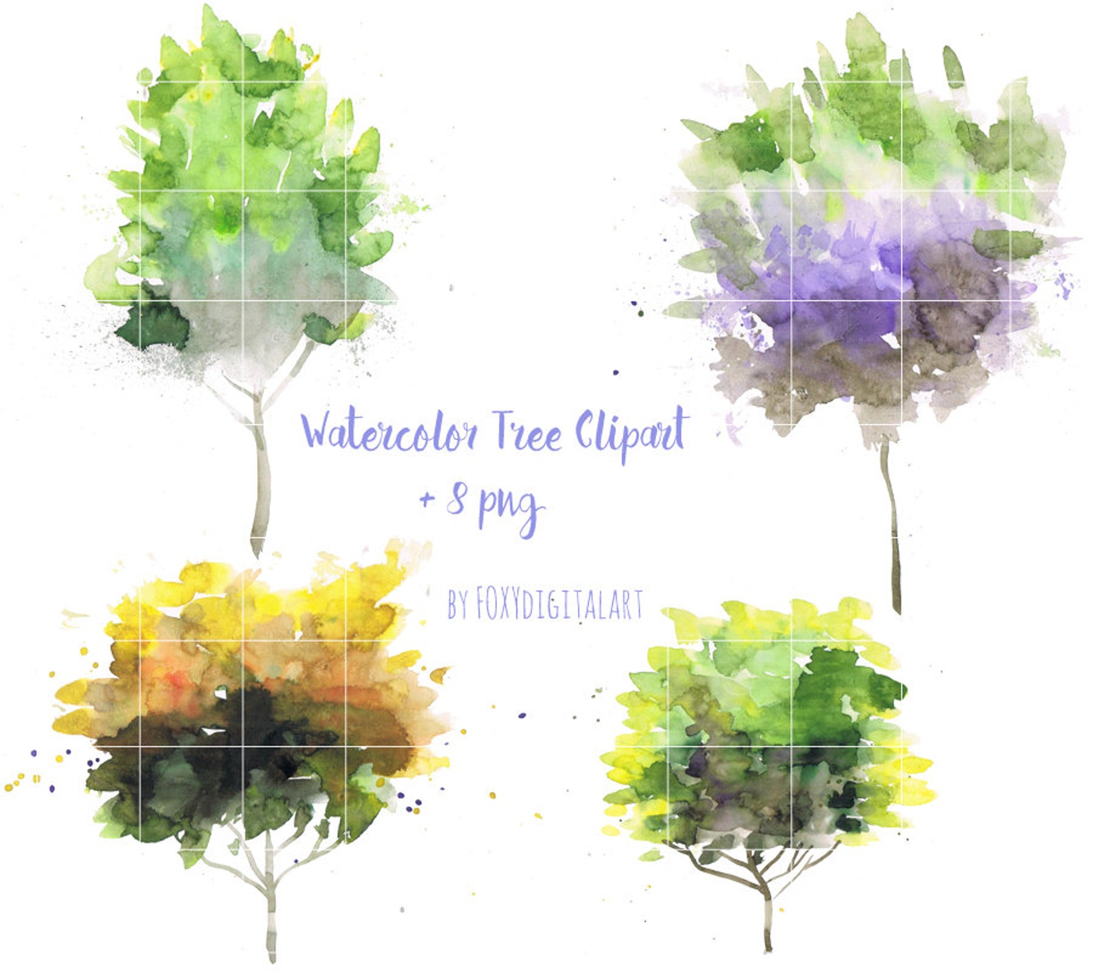 Watercolor Tree Clipart, Tree Clipart, Tree Illustration, Forest ...