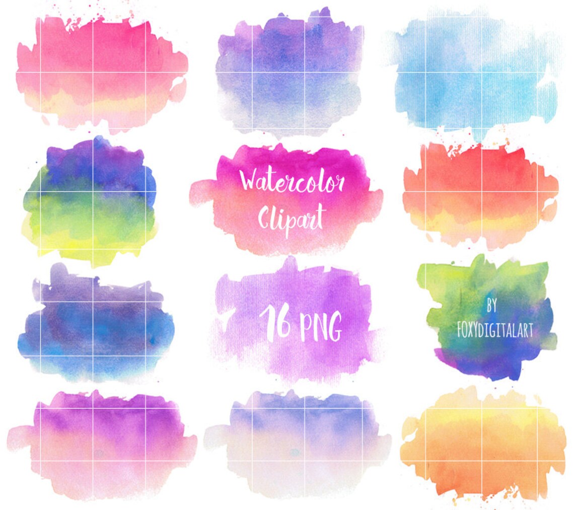 Watercolor Clip Art, Watercolor Splotches, PNG Watercolor Shapes ...