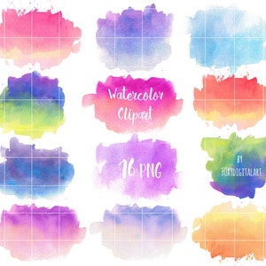 Watercolor Clip Art, Watercolor Splotches, PNG Watercolor Shapes ...