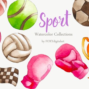 Watercolor Sports Clipart, Footballs, Golf, Baseballs, Sports Clipart ...
