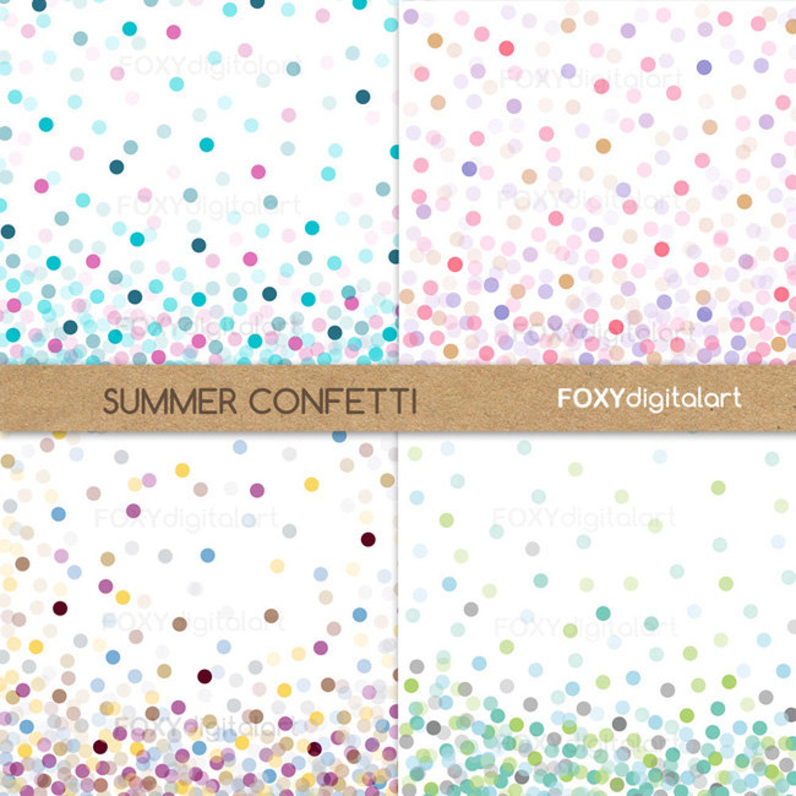 Confetti Digital Paper Set, “throw Some Confetti” Colorful Digital ...