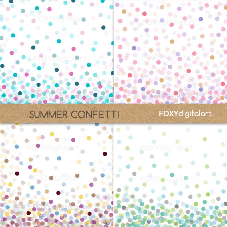 Confetti Digital Paper Set, “throw Some Confetti” Colorful Digital ...