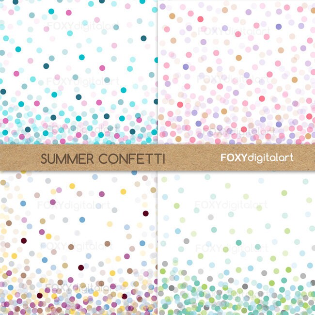 Confetti Digital Paper Set, “throw Some Confetti” Colorful Digital ...