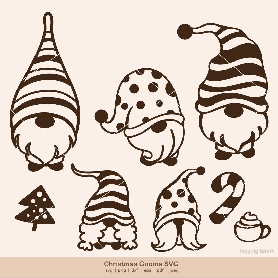 Gnome Svg, Christmas Gnome Svg Cut File, Gnome Svg Bundle, Garden Gnome ...