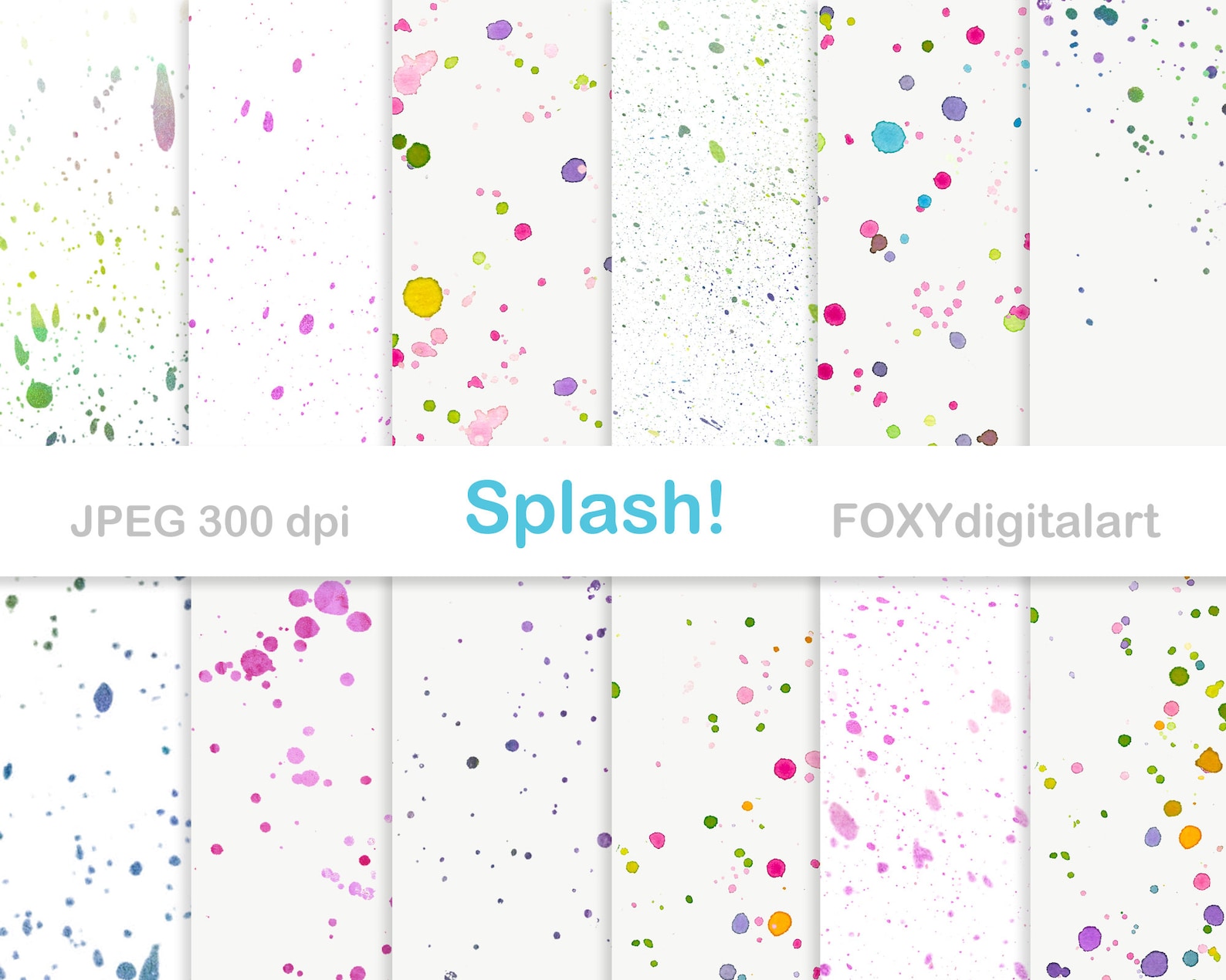 Watercolor Paint Splatter Digital Paper, Paint Dripping Splash ...