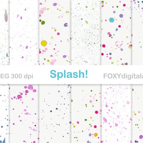Watercolor Paint Splatter Digital Paper Paint Dripping Splash - Etsy