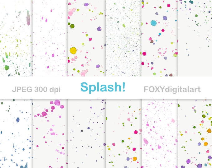 Watercolor Paint Splatter Digital Paper Paint Dripping Splash - Etsy