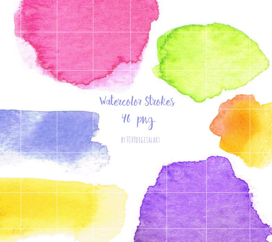 Watercolor Brush Strokes Clipart, Hand Painted Watercolor Clip Art ...