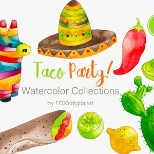 Taco Clipart, Mexican Food Clipart, Watercolor Cinco De Mayo Clipart ...