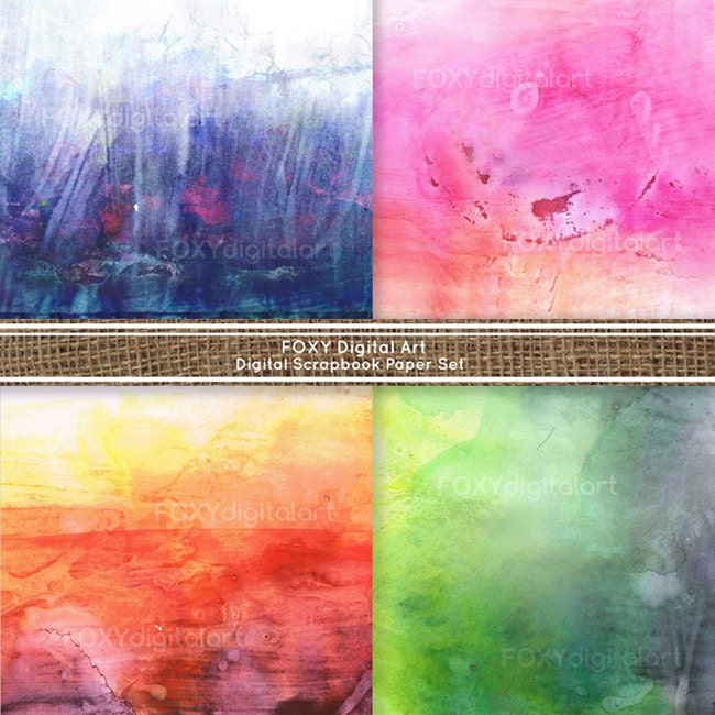 Watercolor Digital Paper: “WATERCOLOR PAPER”, Handmade Digital Papers ...