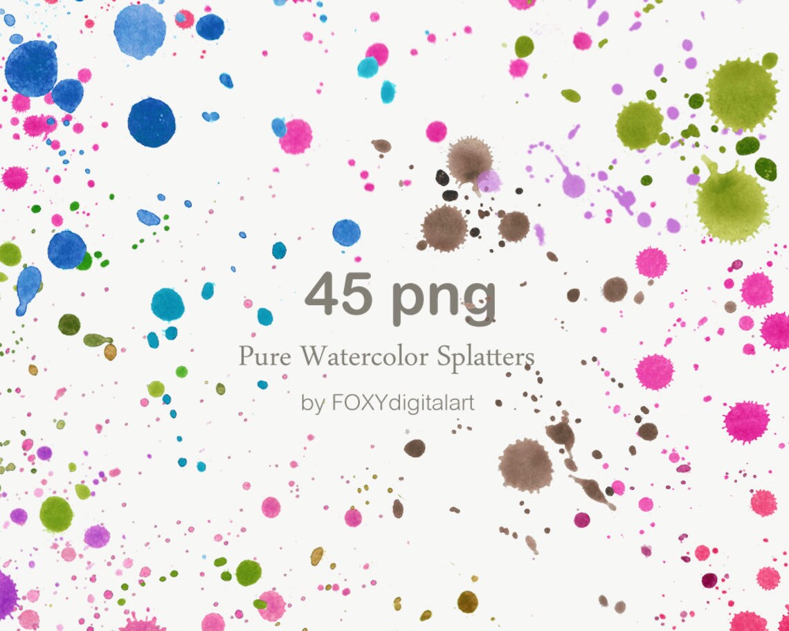 Watercolor Splatters Clipart, Watercolor Splashes, Paint Splashes ...