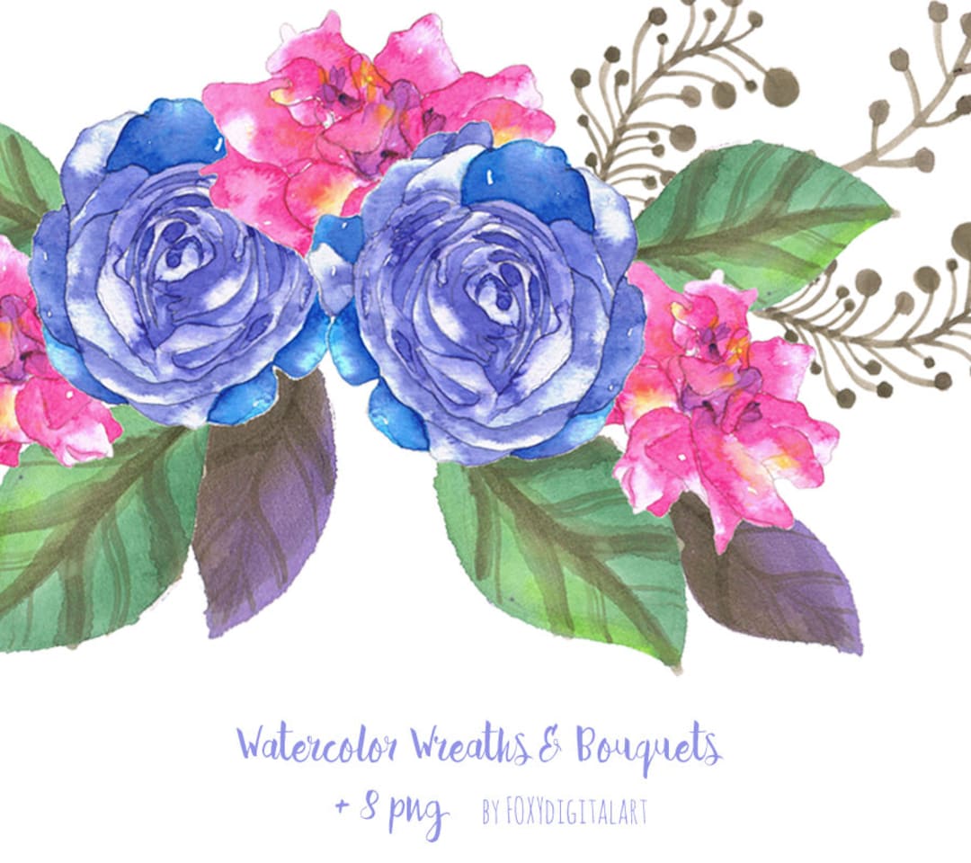 Watercolor Wreath Clipart, Floral Wreath, Hand Painted Floral Frame ...