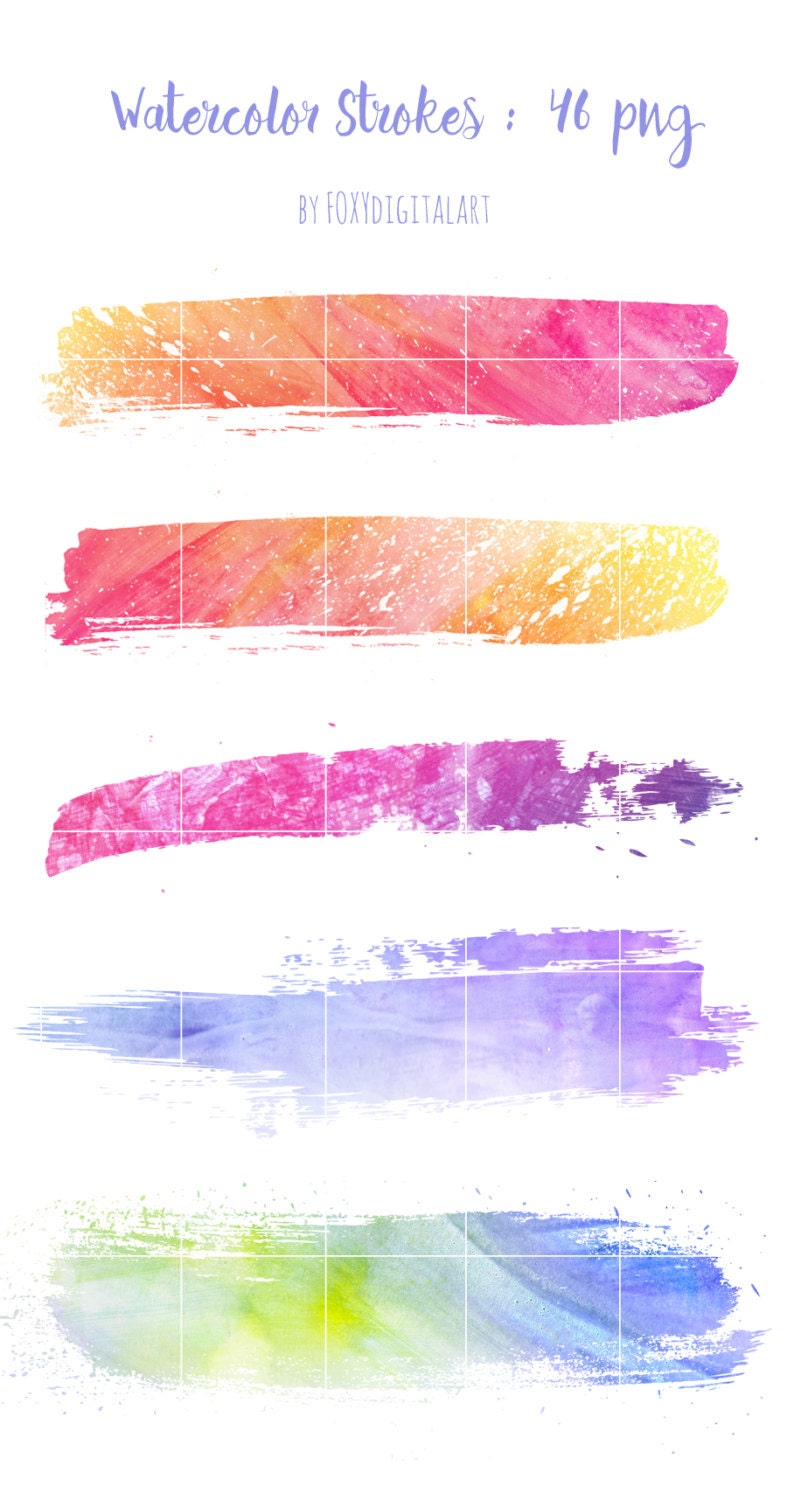 Watercolor Brush Strokes Clipart, Hand Painted Watercolor Clip Art ...