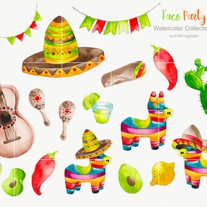 Taco Clipart, Mexican Food Clipart, Watercolor Cinco De Mayo Clipart ...